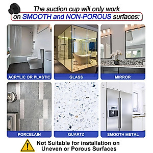 Bntuk Suction Cup Hooks for Shower, Towel Hooks for Bathroom Window Glass, Bath Robe Looafh Hook for Hanging - 2 Pack, Black