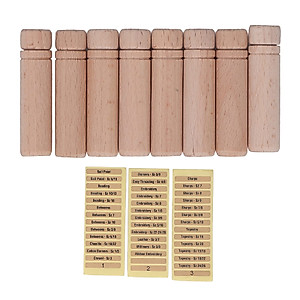 GLOGLOW Sewing Needle Box, 8pcs Wooden Needle Case Anti Lost Polishing Portable Sewing Needle Holder with 3 Stickers for Hand Sewing Needles