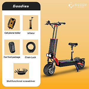 REDDYDY Electric Scooter, Max Speed 60MPH,Total Power 8000W,90 Mile Long Range Battery, 60V43AH Dual Drive, 13-inch Wheels, Portable Foldable, Off-Road Electric Scooter for Adults, black