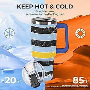 Vintage 911 Dispatcher Thin Gold Line Flag 40 Oz Tumbler Insulated Stainless Steel Water Bottle Travel Mug Car Cup with Handle And Straw