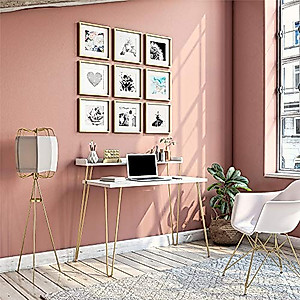 Ameriwood Home Haven Retro Riser, Desk, White with Gold Legs
