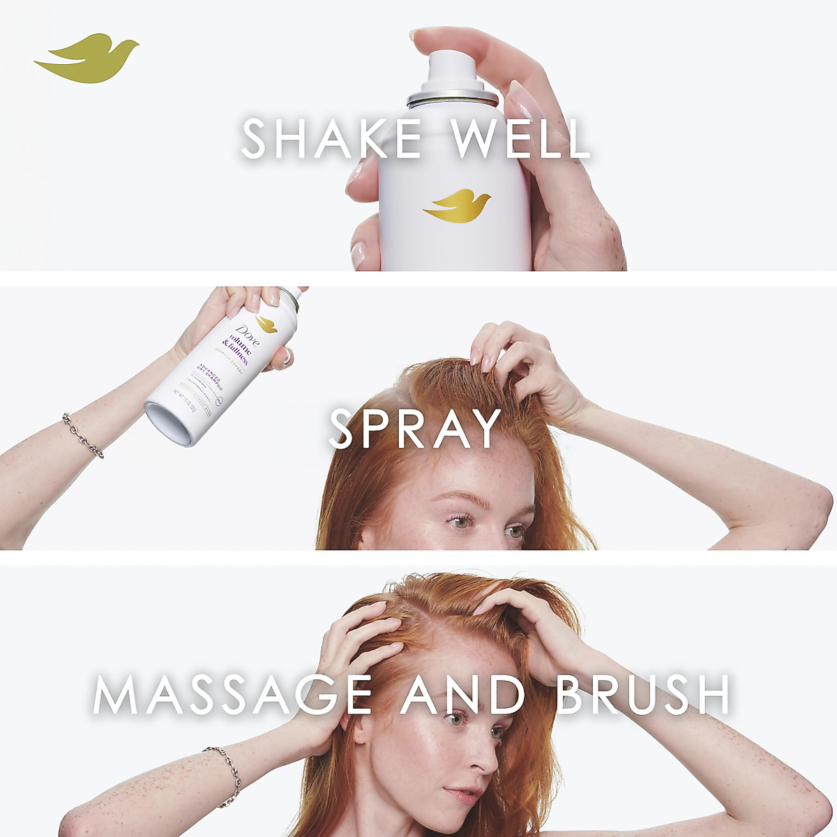 Dove Advanced Dry Shampoo Volume & Fullness Refresh & Revive Flat Hair Without Water for 2 Days of Freshness & Bounce 1.15 oz