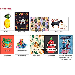 Fresh & Lucky 40 Greeting Cards Assortment Box all Occasion With White Envelopes - 4" x 6" Folded Thick Cards With Colorful, Funny Unique Designs