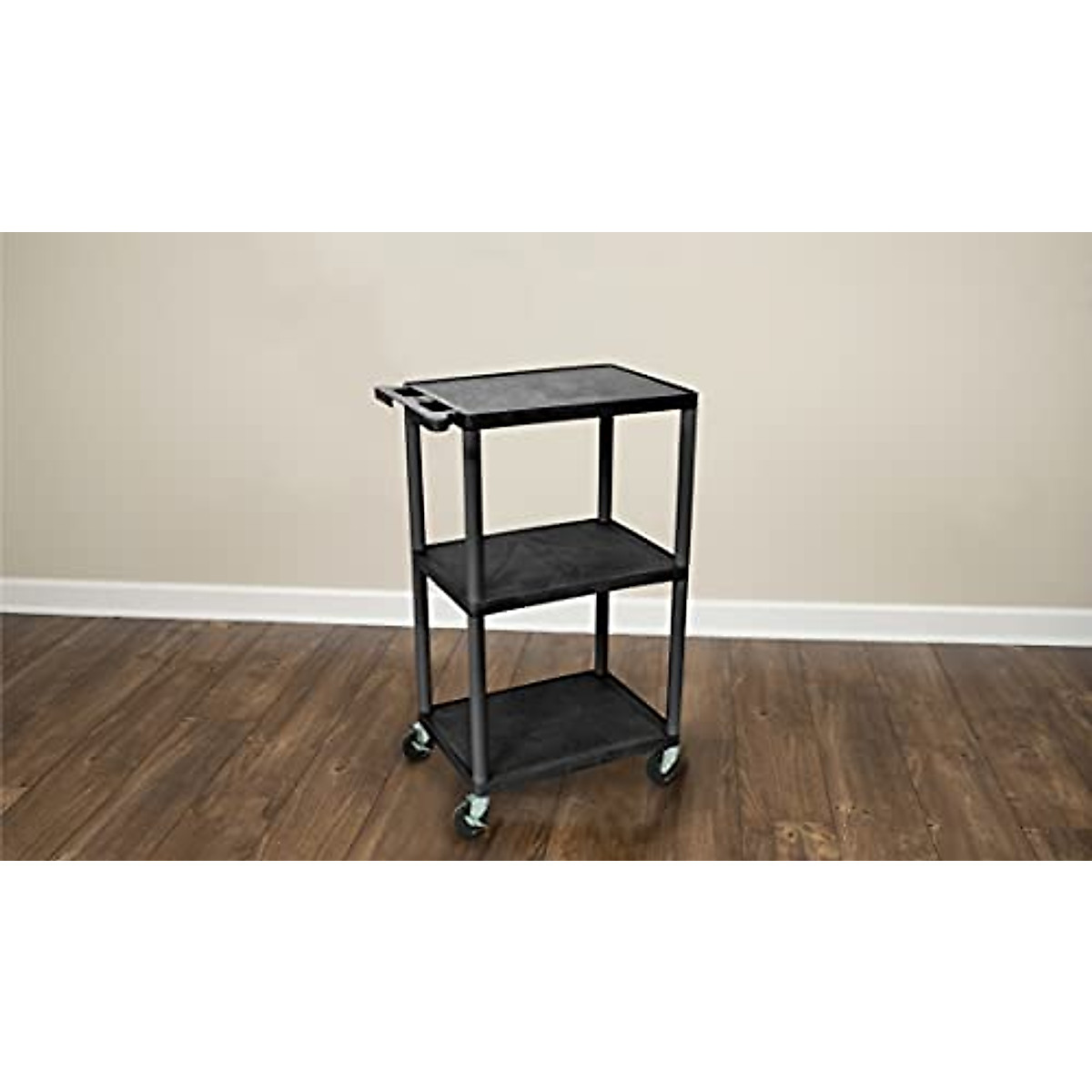 Luxor Mobile Multipurpose Utility Storage Audio Video Presentation Cart with 3 Shelves - Black