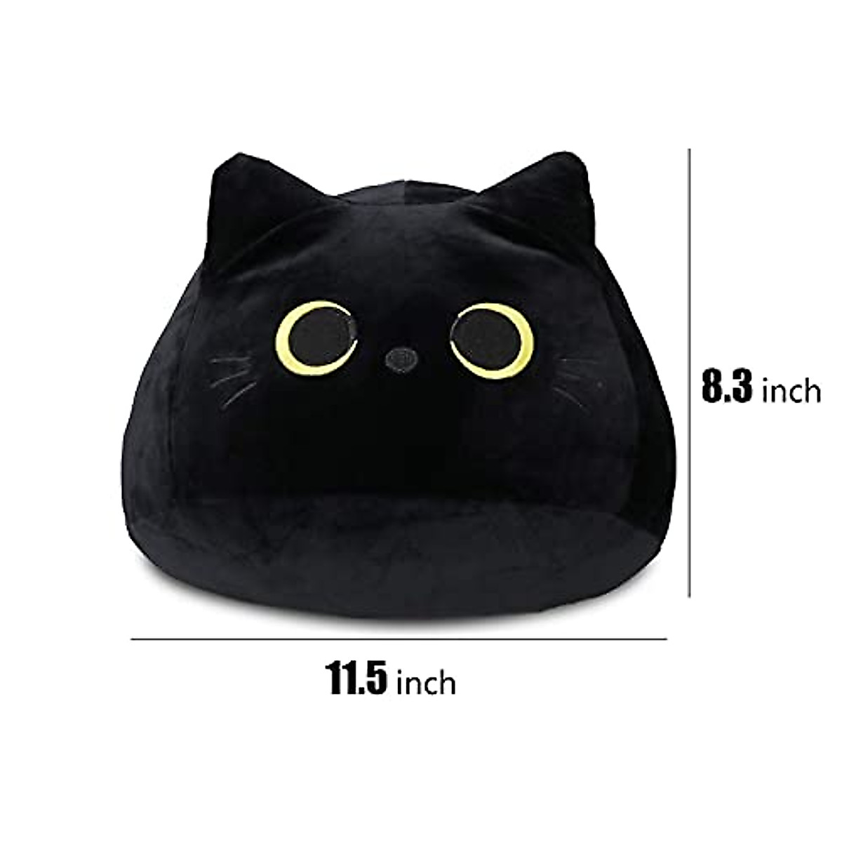 3D Black Cat Plush Toy Pillow, Cute Animal Cat-Shaped Stuffed Pillow Cushion Great Gifts / Gifted for Birthday , Valentine's Day , Christmas to Give Girlfriend，Children and Kids (Black-M(8.3"))