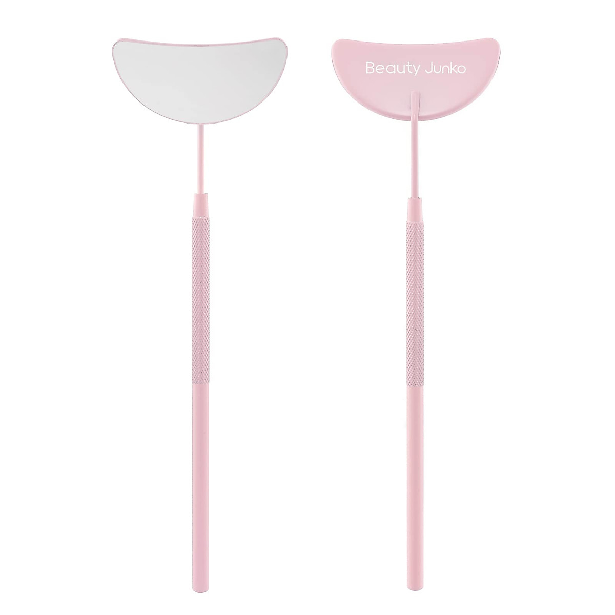 Lash Extension Supplies, Pink Lash Mirror for Eyelash Extensions, Large Half Moon Eyelash Mirror, Stainless Steel Lash Inspection Mirror for Lash Technician Supplies