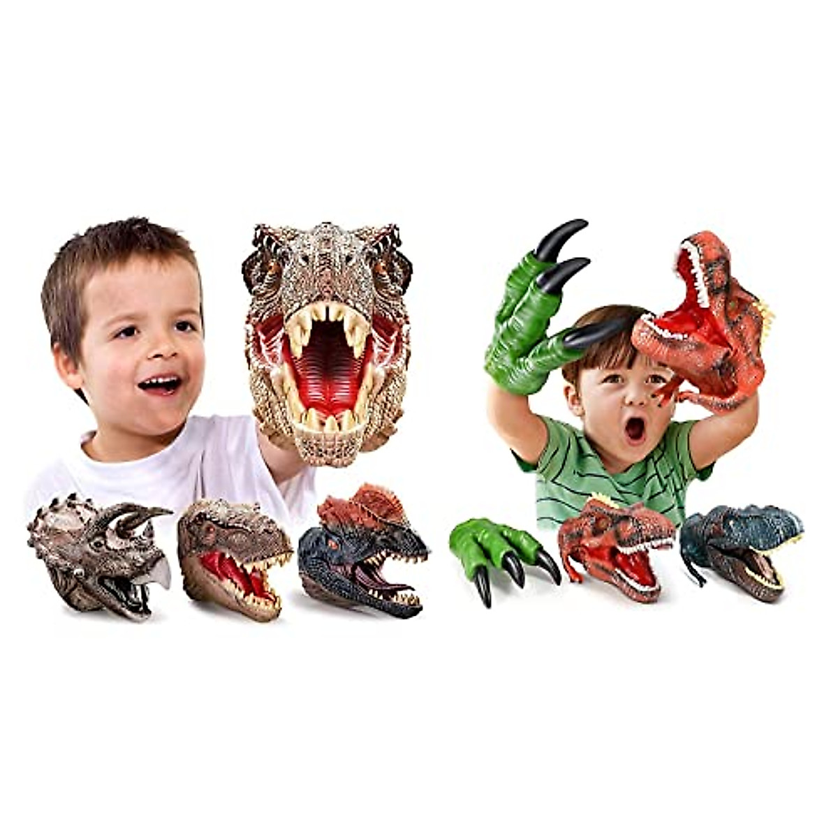 Dinosaur Toys Puppets for Kids, t rex Dinosaur playset Toys Dino Claw for Boys, 6 pcs