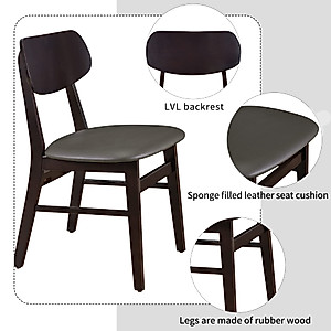 KoiHome 5-Piece Mid-Century Style Set Faux Leather, Seats up to 4, Wooden Table/Chair Frame for Dining Room, Restaurant, Kitchen (Wenge)