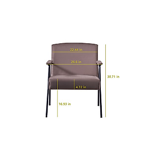 Epinki Cloth Leisure, Black Metal Frame Recliner Chair, for Living Room and Bedroom, Brown Furniture