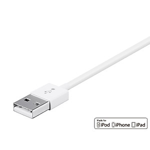 Monoprice Lightning to USB Type-A Charging Cable - Apple MFi Certified, 6 Inches, White - Essential Series