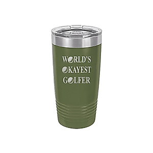 Rogue River Tactical Funny Okayest Golfer 20 Oz. Travel Tumbler Mug Cup w/Lid Vacuum Insulated Hot or Cold Gift For Golfer Dad Grandpa Ball (Green)