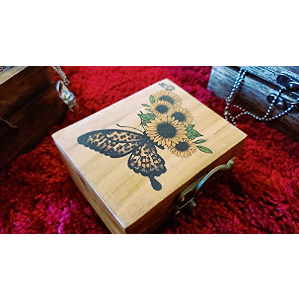 Sunflower Butterfly Trinket Box Small Jewelry Keepsake Box | Earrings Necklace Storage Box for Girls Women | Gift Idea Valentine's Day, Birthday Christmas, Weddings, Animals Ornaments for Home Décor