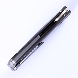 JEABROTHER folding knife with clip, M390 steel blade, backpack, camping, pocket knife, anti slip titanium alloy handle, lightweight EDC gentleman pocket knife