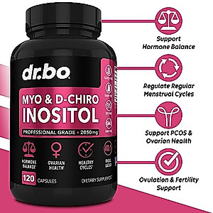 Myo-Inositol & D-Chiro Inositol Supplement Capsules - 40:1 Ratio Hormone Balance for Women with Vitamin B8 - Fertility Supplements for Women to Regulate Menstrual Cycle, Support Ovarian Health & PCOS