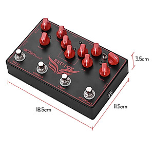 Moskyaudio Red FOX Multieffects 4-in-1 Multi-functional Guitar Effect Pedal with Overdrive, LOOP, Chorus and Delay Effects