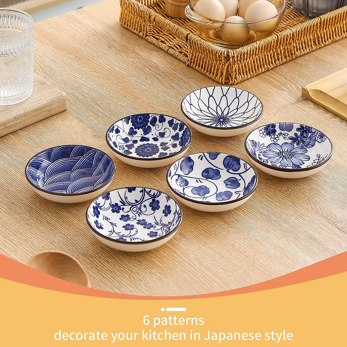 TAMAYKIM 12 PCS 4 Inch Ceramic Dipping Saucers, Porcelain Dipping Bowls, Japanese Style Small Sauce Bowls/Dishes for Sushi, Soy Sauce, Ketchup, BBQ, Oven, Microwave & Dishwasher Safe