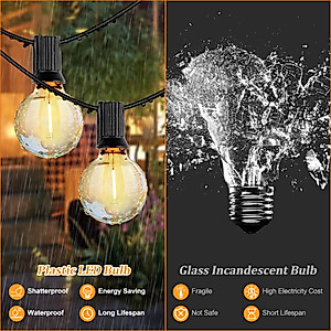 Outdoor String Lights 100FT(50*2Pack) with 52 Bulbs led outdoor string lights for Waterproof, G40 Outdoor Strings Light Connectable Commercial Patio Hanging Lights for House Backyard Balcony Party