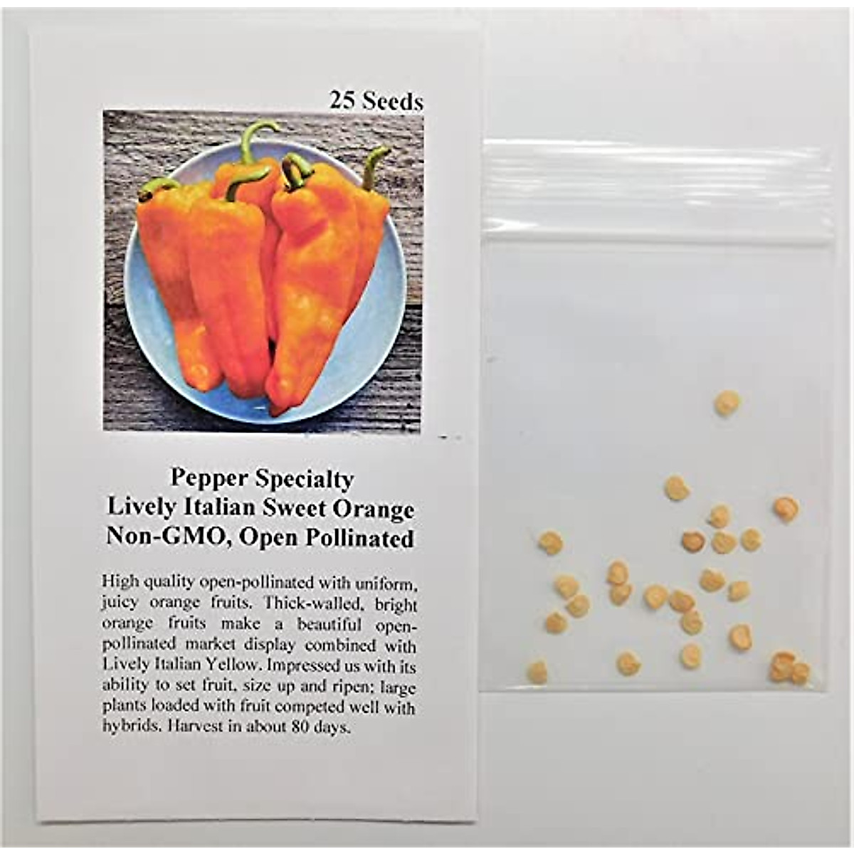 David's Garden Seeds Pepper Specialty Lively Sweet Italian FBA-00037 (Orange) 25 Non-GMO, Open Pollinated Seeds