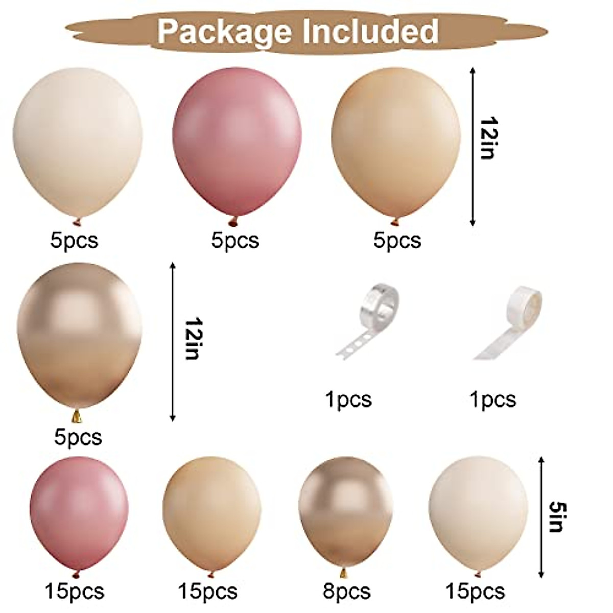 Blush Nude and Pink Balloon Garland Kit, Dusty Pink Balloons Garland with Apricot White Champaign Gold Balloons, Party Balloons Decorations for Bridal Shower, Wedding, Birthday, Baby Shower Party