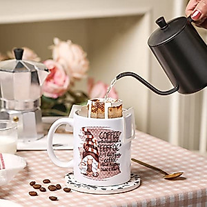 Rmeosye Cute Gnome Coffee Mug Hot Chocolate Cocoa Cups Funny Birthday Xmas Holiday Gift for Family Friend Coworkers Men Women White 11oz