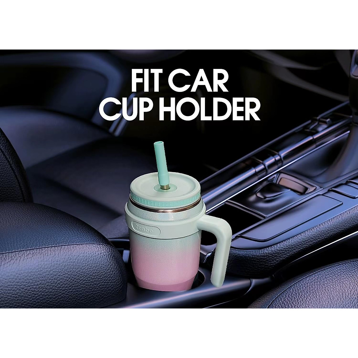 Zenbo 40 oz Glitter Tumbler With Handle, Screw on Lid and Straw | Stainless Steel Insulated Mug Tumbler, Keeps Drinks Cold up to 34 Hours, Fit in Car Cup Holder, Sweat-Proof Body, Dishwasher Safe