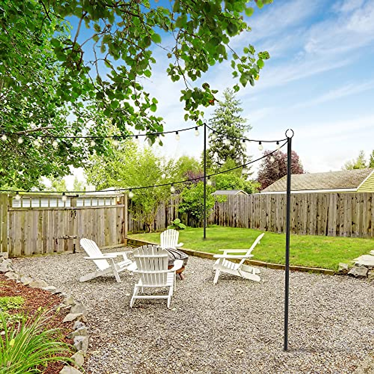 Espird Metal String Light Poles for Outdoor 2 Pack,10 Feet Outside Pole, Backyard Patio Light Poles for Parties Bistro Wedding,