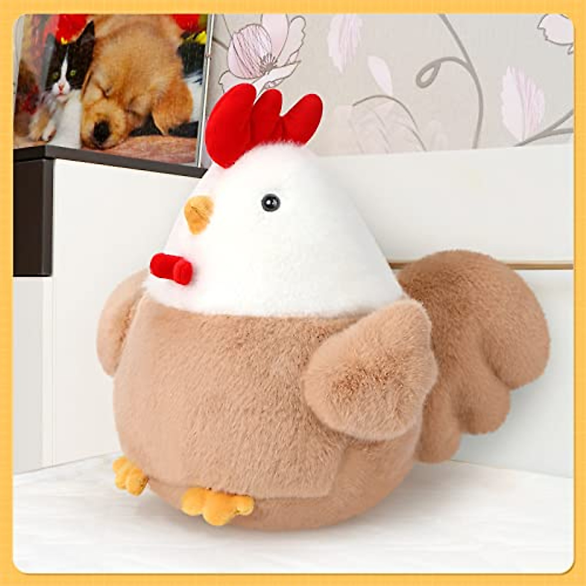Skylety Chicken Stuffed Plush 8.6 Inch Cute Rooster Plushie Chicken Stuffed Animal Fluffy Stuffed Animals Toys Chicken Presents for Graduation Most People(Cute Style)