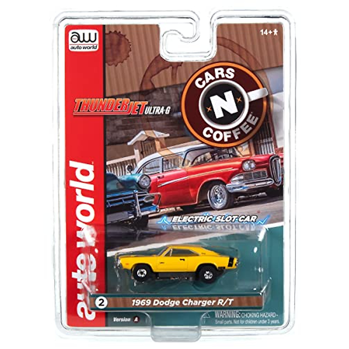 Auto World Thunderjet 1969 Dodge Charger R/T (Yellow) HO Scale Slot Car