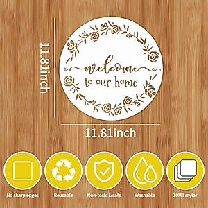 Welcome Stencils for Painting on Wood, Large Reusable Welcome Letters Word Stencil Plastic Art Farmhouse Templates for 12 Inch Wood Door Hanger Sign Canvas Mat Crafts Wall Home Decor(Hello)