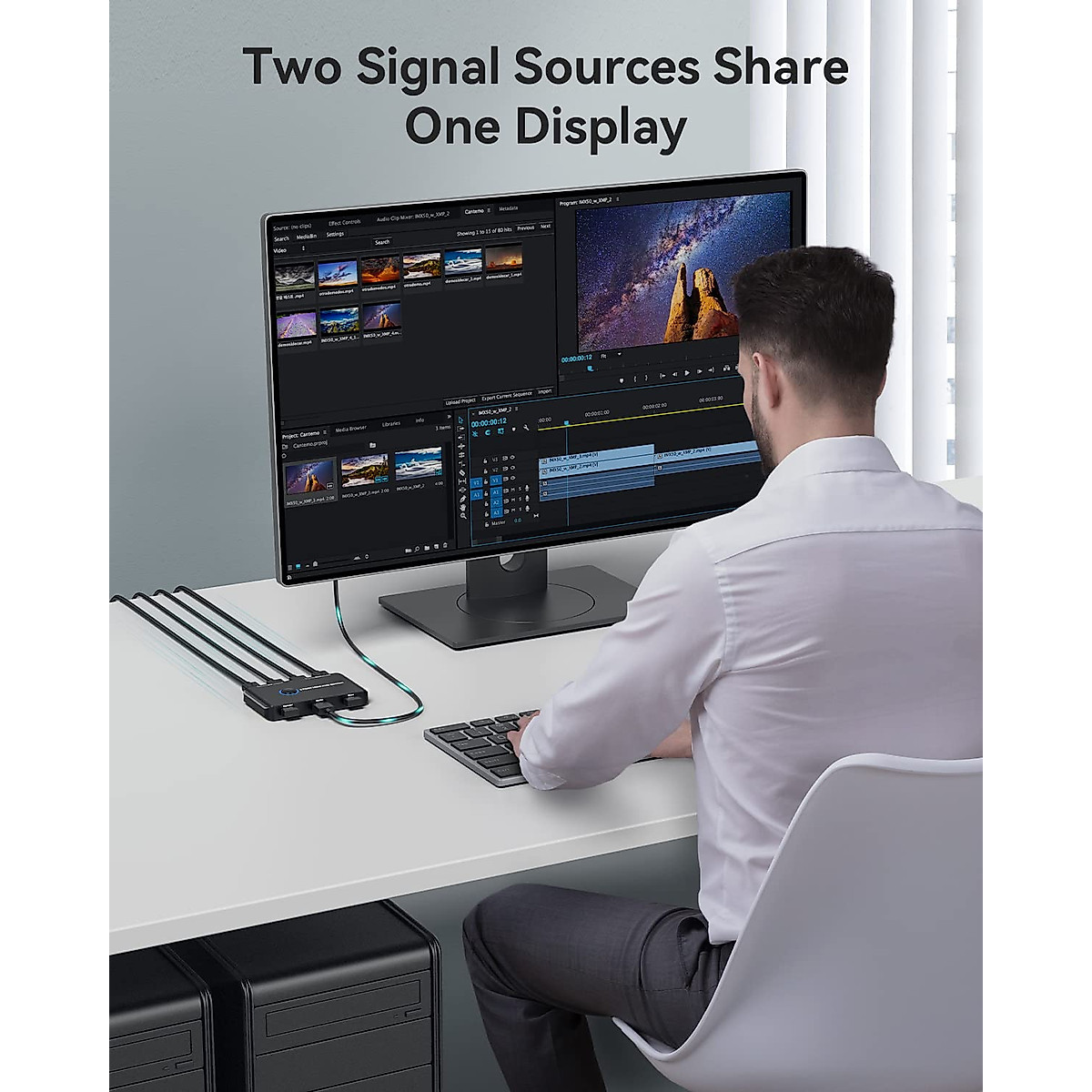 KVM Switch, Giimake KVM Switch HDMI,USB KVM Switch for 2 Computers Sharing One HD Monitor and Keyboard Mouse, Support 4K@60Hz,2 HDMI Cables and 2 USB Cables Included