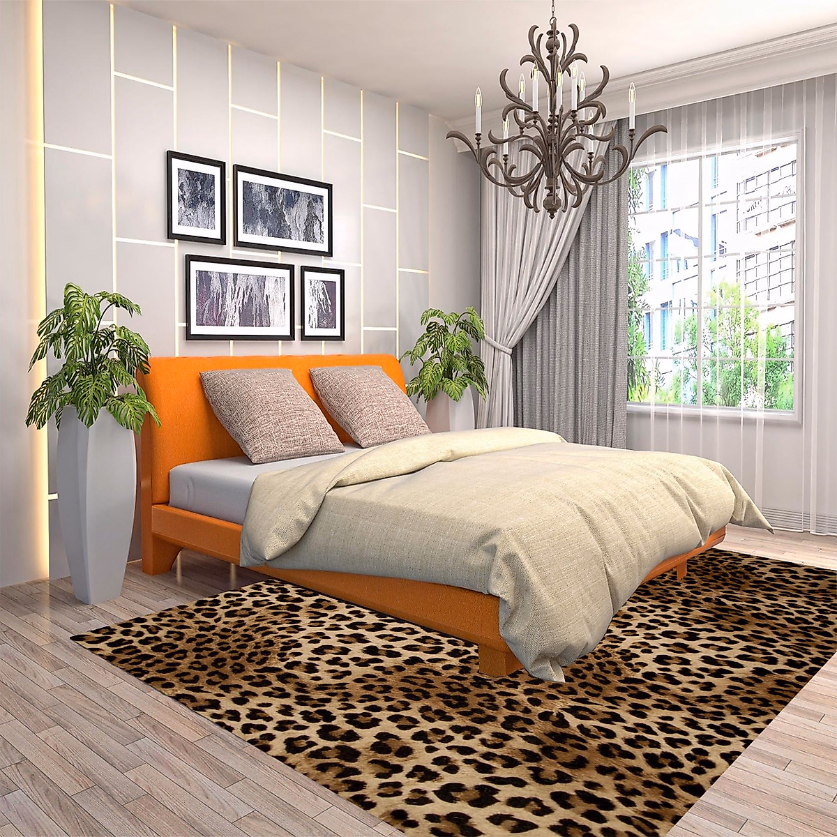 Leopard Print Home Office Rug 1.5x2.5ft/18x30in/45x75cm Soft Modern Indoor Shaggy Area Rug for Bedroom Livingroom Dorm Room - Luxurious and Plush Rug for Ultimate Comfort