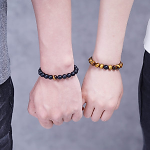 COAI You Complete Me Onyx Tiger Eye Stone Bracelets for Couples