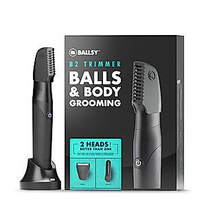 Ballsy B2 Groin & Body Trimmer for Men, Includes 2 Quick Change Heads, Waterproof, Cordless Charging Base for The Ultimate Close Shave