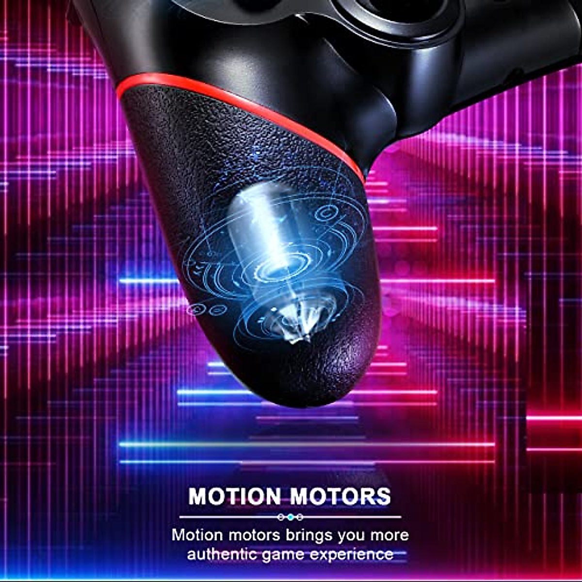 Deeptick Wireless Gamepad Controller For PS4/PC with Motion Motors and Audio Function, Mini LED Indicator, USB Cable and Anti-Slip (Red)