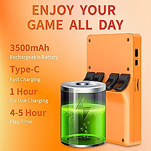 SERYUB RGB20S Handheld Game Console 3.5 inch HD Screen, Retro Consoles Classic Emulator Gaming Pre-Installed System Plug-in Headphones Preinstalled Hand Held Video Games System 64GB (Yellow)