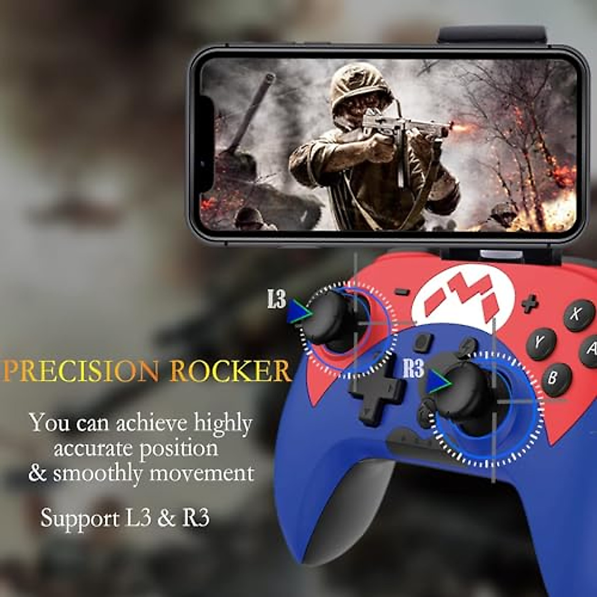 Joso Mobile Game Controller for iPhone iPad, Direct Play, Bluetooth Gaming Gamepad Joystick Works with Most iOS, iPad, MFi Games, Call of Duty Mobile(COD), Genshin Impact, Asphalt 9, Real Racing 3