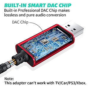 ENVEL USB to 3.5mm Jack Audio Adapter,USB to AUX,External Stereo Sound Card for PS4/PS5/PC/Laptop, Headphone Adapter with Built-in Chip TRRS 4-Pole Mic-Supported