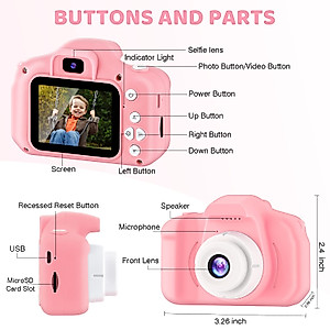 MAVREC Kids Digital Camera Toys for Boys Girls Age 3-9, 1080P HD Selfie Video Cameras for Toddler with 32GB SD Card, Best Easter Birthday Gifts for Boys Girls 3 4 5 6 7 8 9 Year Old Pink