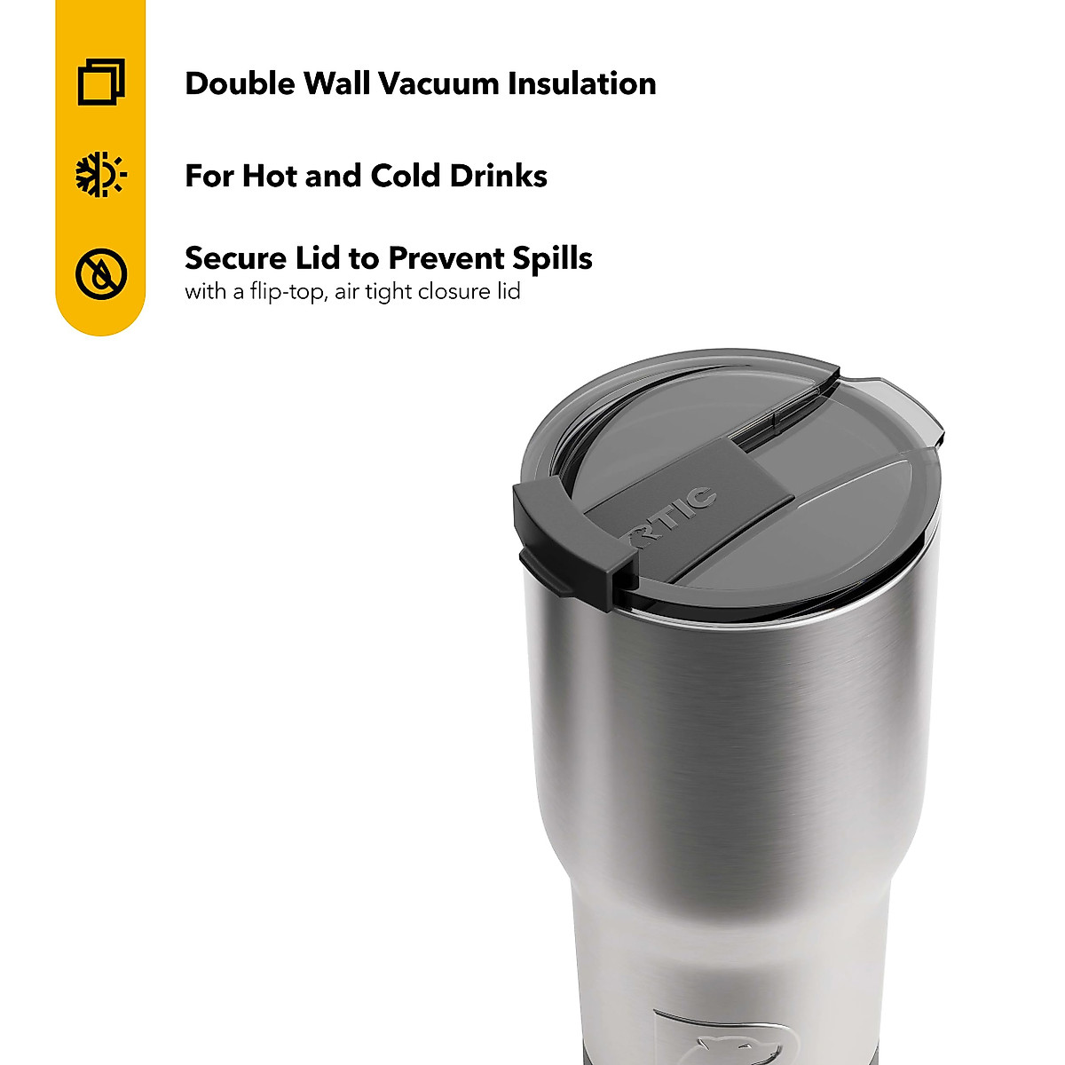 RTIC 20 oz Insulated Tumbler Stainless Steel Coffee Travel Mug with Lid, Spill Proof, Hot Beverage and Cold, Portable Thermal Cup for Car, Camping