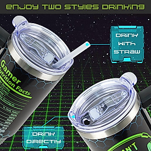 puhnhsv 40 oz Gaming Tumbler With Handle and Straw, 30oz Insulated Stainless Gaming Tumbler Coffee Travel Mugs Cup Water Bottle Game Lovers Gifts for Men Boys