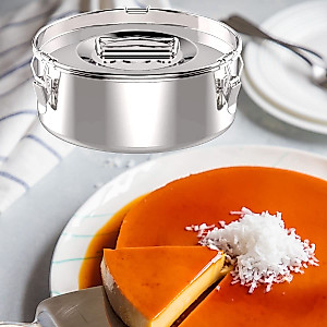 Flanera Flan Mold 2.3 qt (8.3 x 3.4 in) - Moldes para Flan - Flanera Flan Maker - Flan Pan - Moldes para Flan en Baño Maria con Tapa Silver