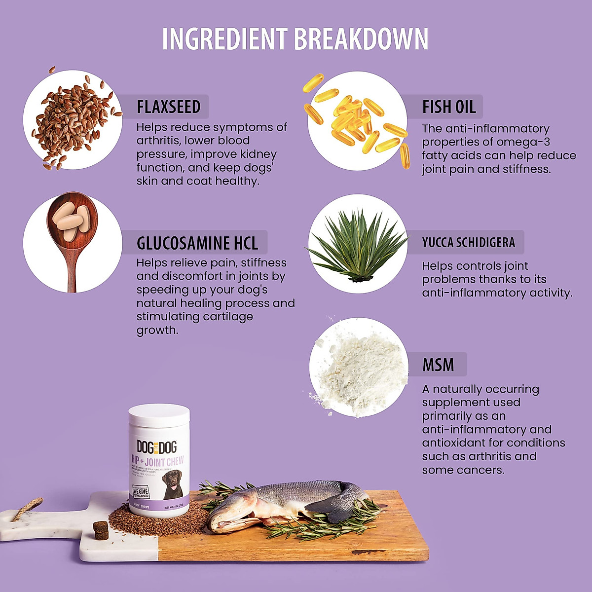 Dog for Dog Hip and Joint Supplement Dogs - 90 Bacon Flavor Chews- Hip and Joint Chews for Dogs | Dog Joint Support Supplement for Dogs | Glucosamine for Dogs Hip and Joint Supplement