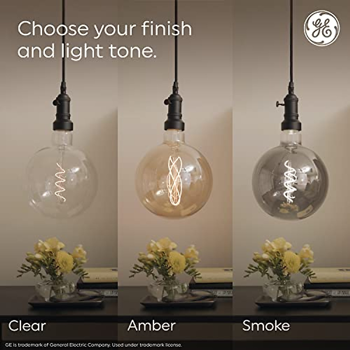 GE Vintage Style LED Light Bulb, 40 Watt, Clear Finish, G63 Large Globe Bulb (1 Pack)
