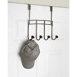 Spectrum Diversified Cambridge Over The Door 4 Hook Rack for Storage and Organization of Entryway Bedroom, Coffee/Graphite