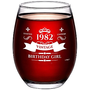 42nd Birthday Gifts for Women 1982 - Wine Glass, Best Friend Birthday Gifts for Woman Happy Birthday Gift for Women Turning 42 Years Old, 42nd Birthday Gift Ideas for Woman, Funny Birthday Presents