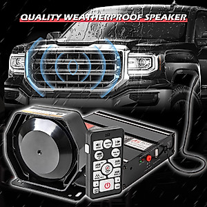 SMALLFATW Police Siren 20 Tones 130 DB 200 Watt, Dual 20A Auxiliary Switch, Wireless Remote USB Rechargeable 15M Control Range, Car PA System Speaker Horn, Emergency Siren for Car Truck Vehicles