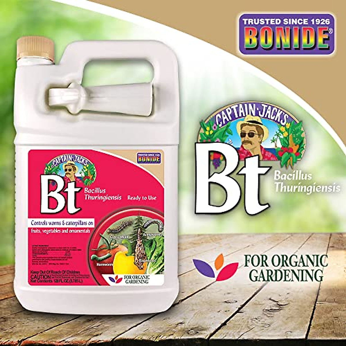 Bonide Captain Jack's Thuricide BT, 128 oz Ready-to-Use with Sprayer, Kills Worms and Caterpillars in Home Garden, For Organic Gardening