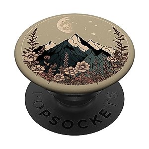 Boho Chic Floral Moon Mountain PopSockets Standard PopGrip
