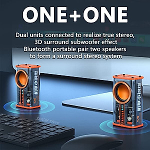 Learoin 2023 Tokyo Transparent Mecha Wireless Bluetooth Speaker -【New Version】 Portable Bluetooth Speaker, 3 LED Light Patterns & Stereo Sound, Loud 360° Hd Surround Sound for Party Beach Camping