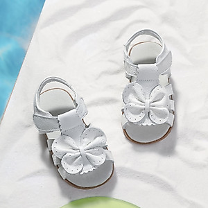 Femizee Toddler Girls Leather Summer Flower Sandals,Whtie Butterfly,1537 CN28